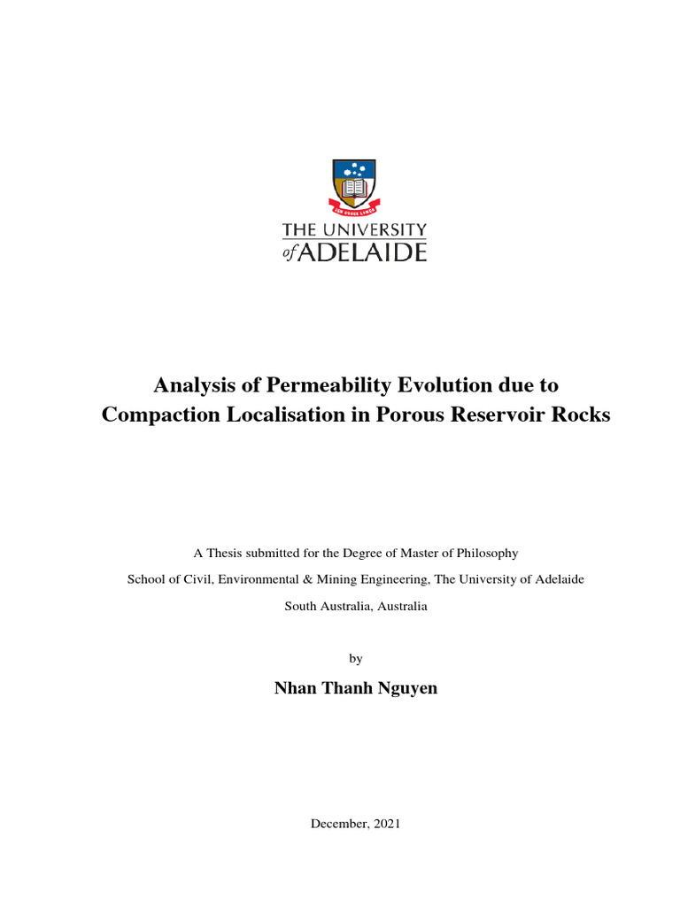 Nguyen2022 - MPhil - Analysis of Permeability Evolution Due To ... Nguyen2022 - MPhil - Analysis of Permeability Evolution Due To ...