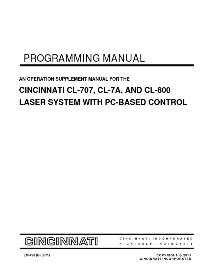 Cincinnati Laser System Programming Guide | PDF | Numerical Control ...