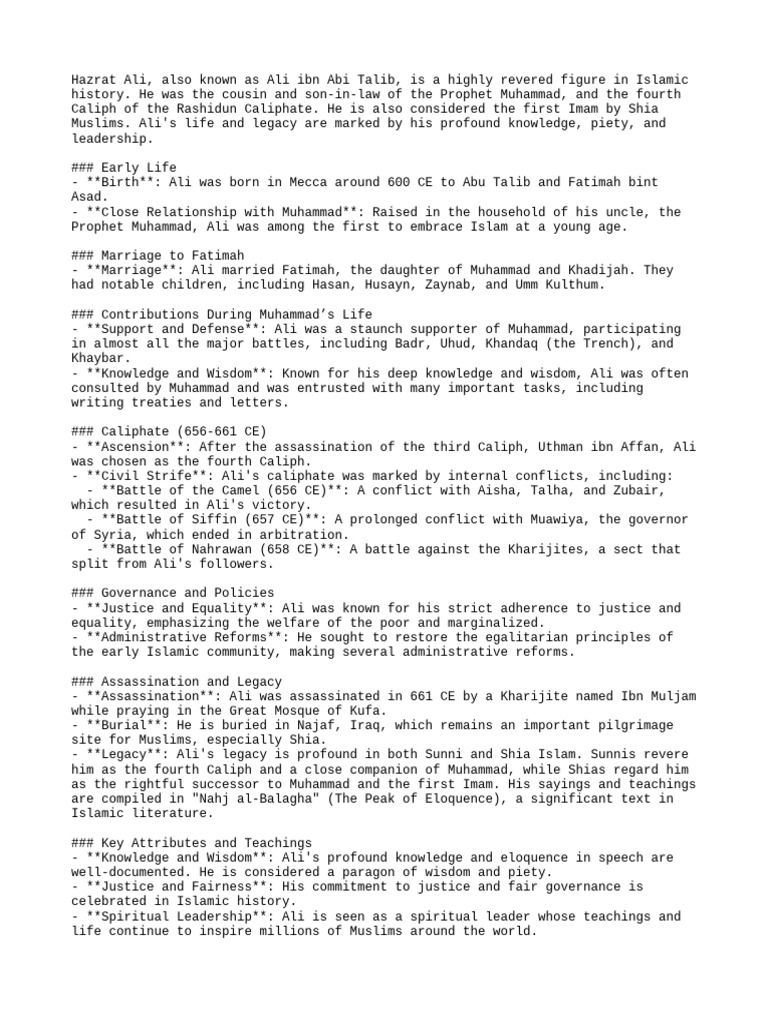 Hazrat Ali | PDF | Ali | Muhammad