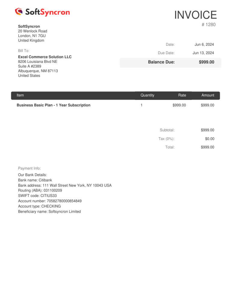 Invoice 1280 (1) | PDF