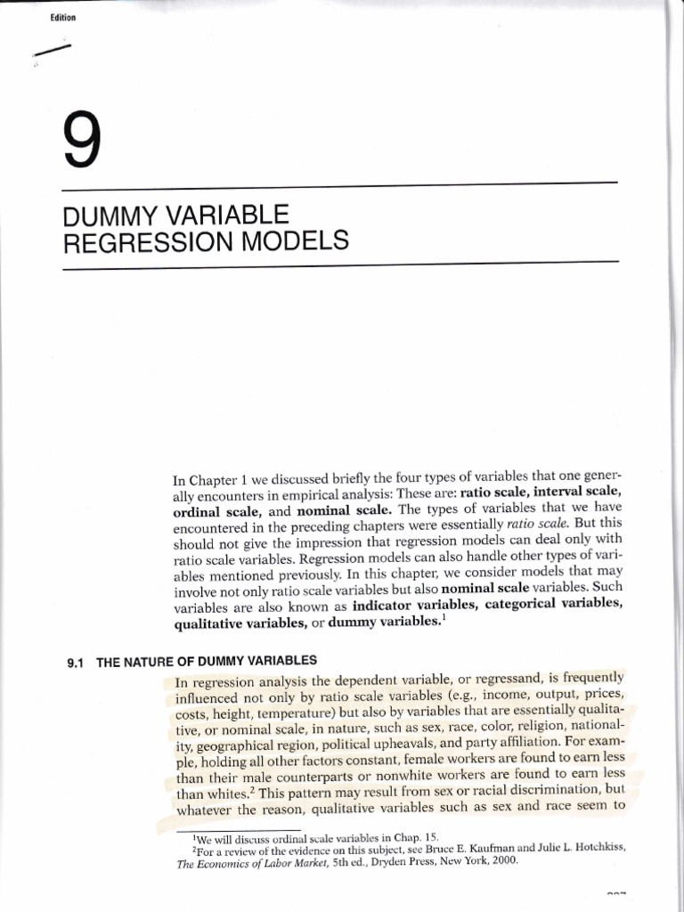 Dummy Variable Regression Model | PDF | Cost Of Living | Dependent And ...
