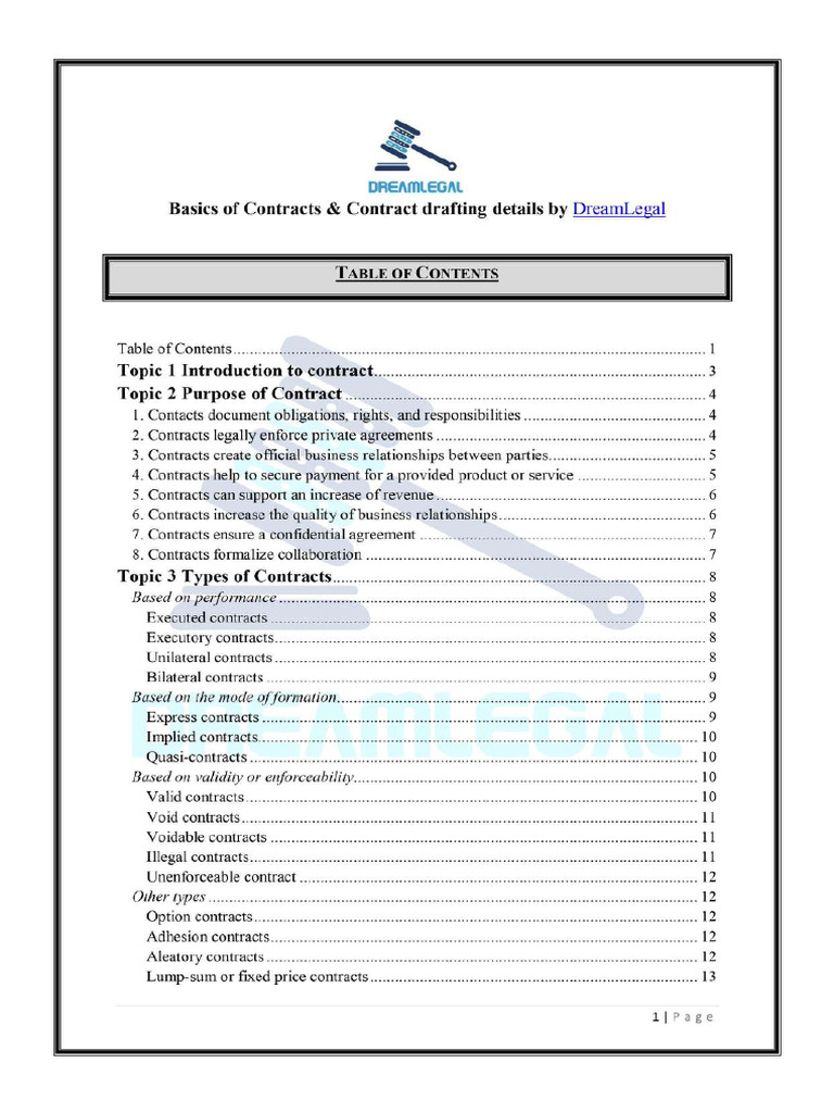 Basics of Contract and Contract Drafting PDF | PDF | Expert ...