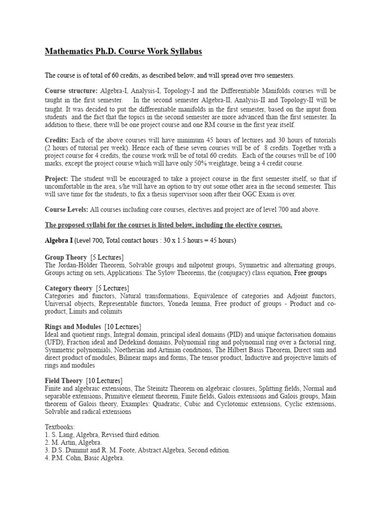 Revised PHD Coursework | PDF | Banach Space | Representation Theory