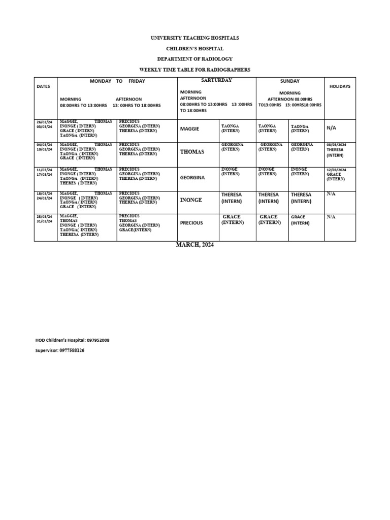 MARCH TIME TABLE | PDF