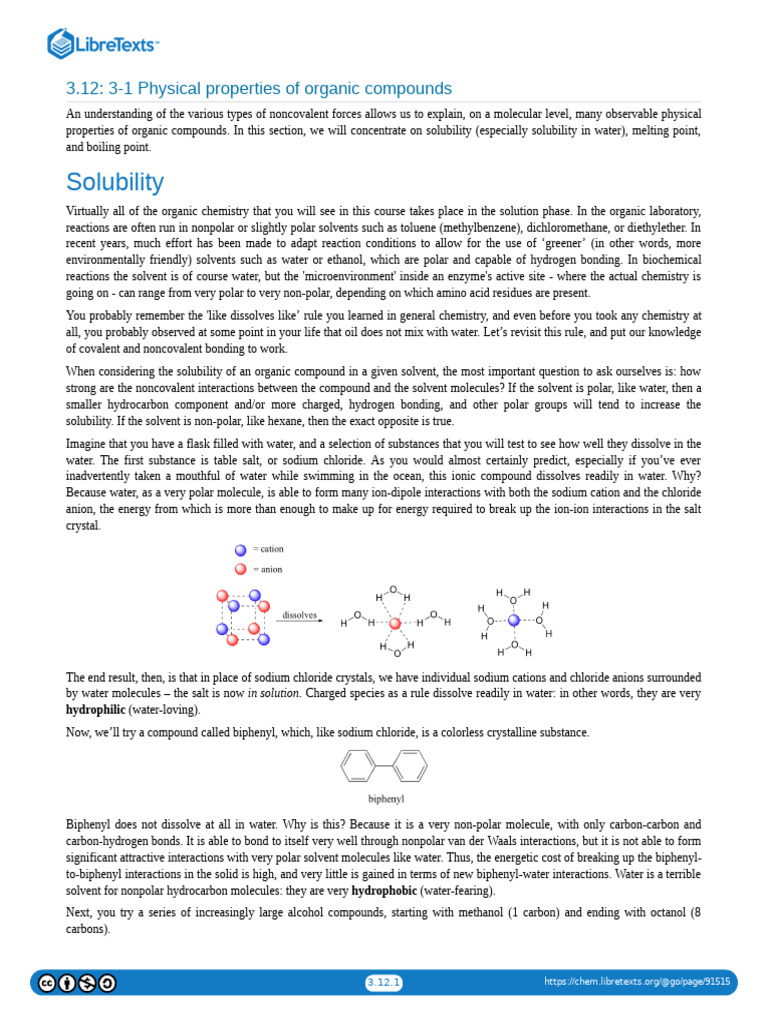 Solubility and Properties of Organic Compounds | PDF | Cell Membrane ...