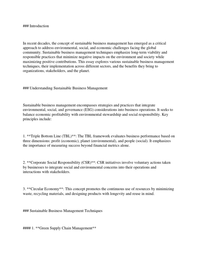 Sustainable Business Management Techniques | PDF | Sustainable Business ... Sustainable Business Management Techniques | PDF | Sustainable Business ...