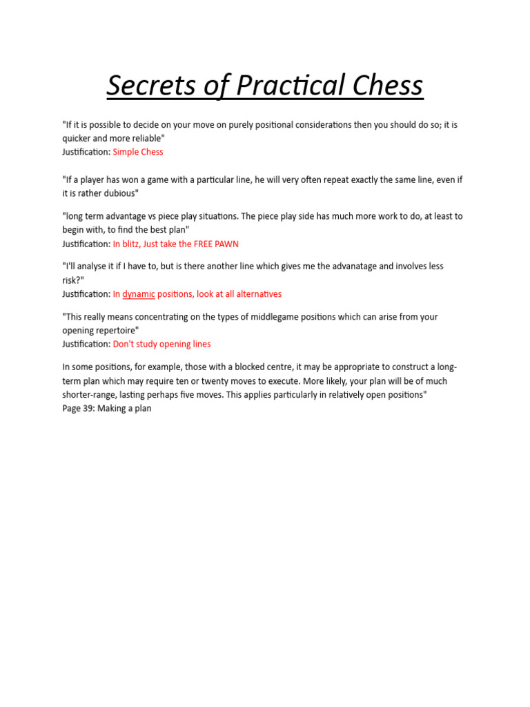 Practical Chess Strategies Explained | PDF | Teaching Methods & Materials | Computers