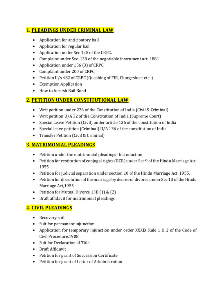 Legal Drafting Syllabus | PDF | Pleading | Complaint