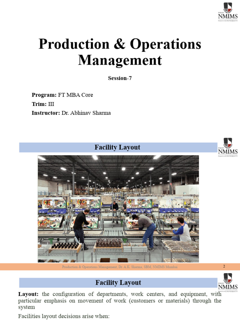 Facility Layout for MBA Students | PDF | Operations Management | Inventory