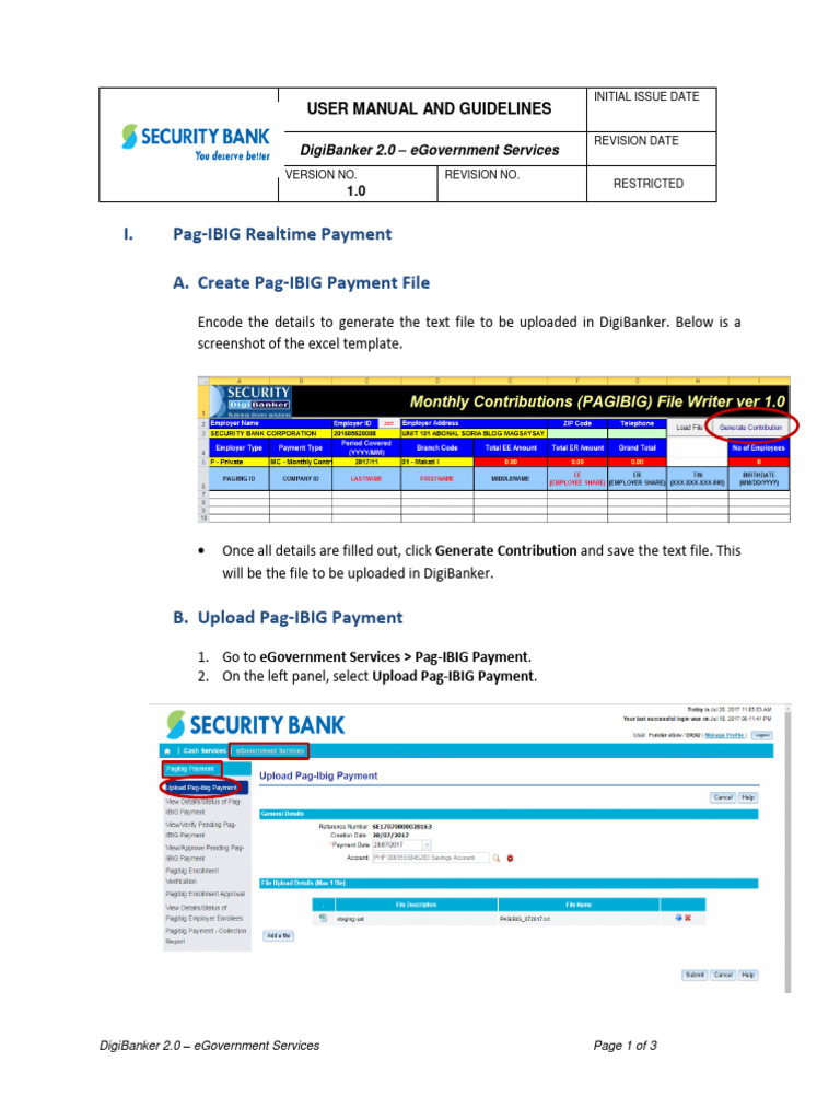 DigiBanker 2.0 User Manual: Pag-IBIG Payments | PDF | System Software ...