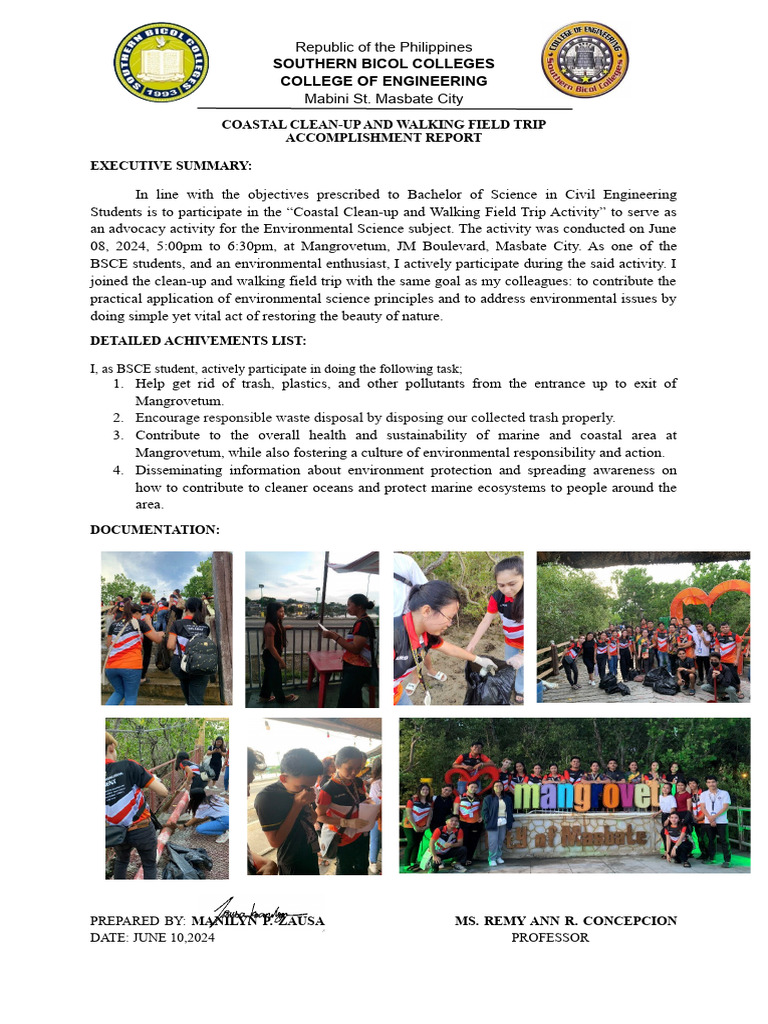Ge 2 Accomplishment Report | PDF | Natural Environment | Earth Sciences
