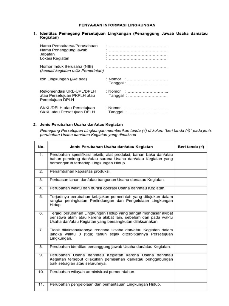 (New) Format PIL Perubahan Kegiatan | PDF