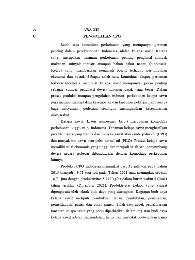 Acara Xii Pengolahan Cpo | PDF