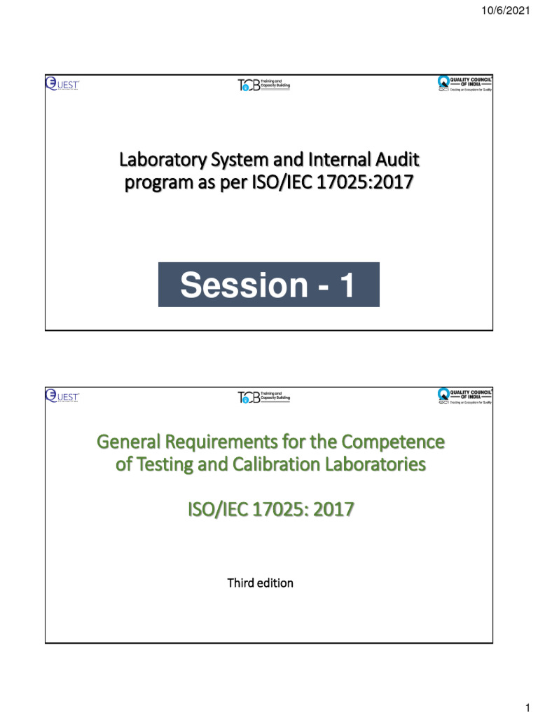 Session - 1 (ISO IEC 17025 - 2017) | PDF | Verification And Validation | Calibration