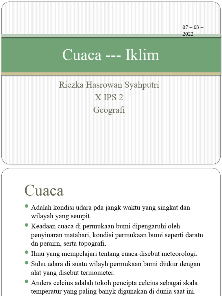 Cuaca dan Iklim: Pengetahuan Dasar | PDF