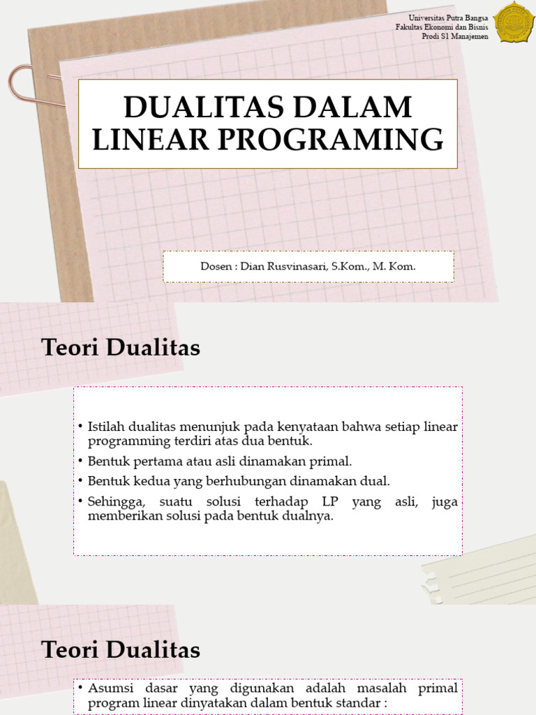 Pertemuan 6 - Dualitas | PDF