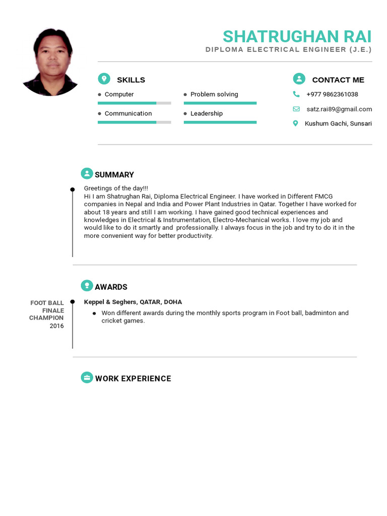 S.Rai CV | PDF | Electrical Engineering | Electricity