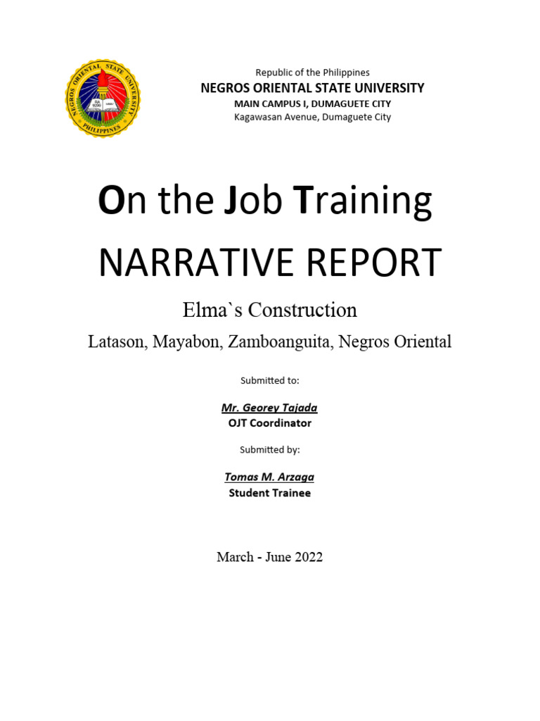 NARRATIVE REPORT FORMAT Sample | PDF