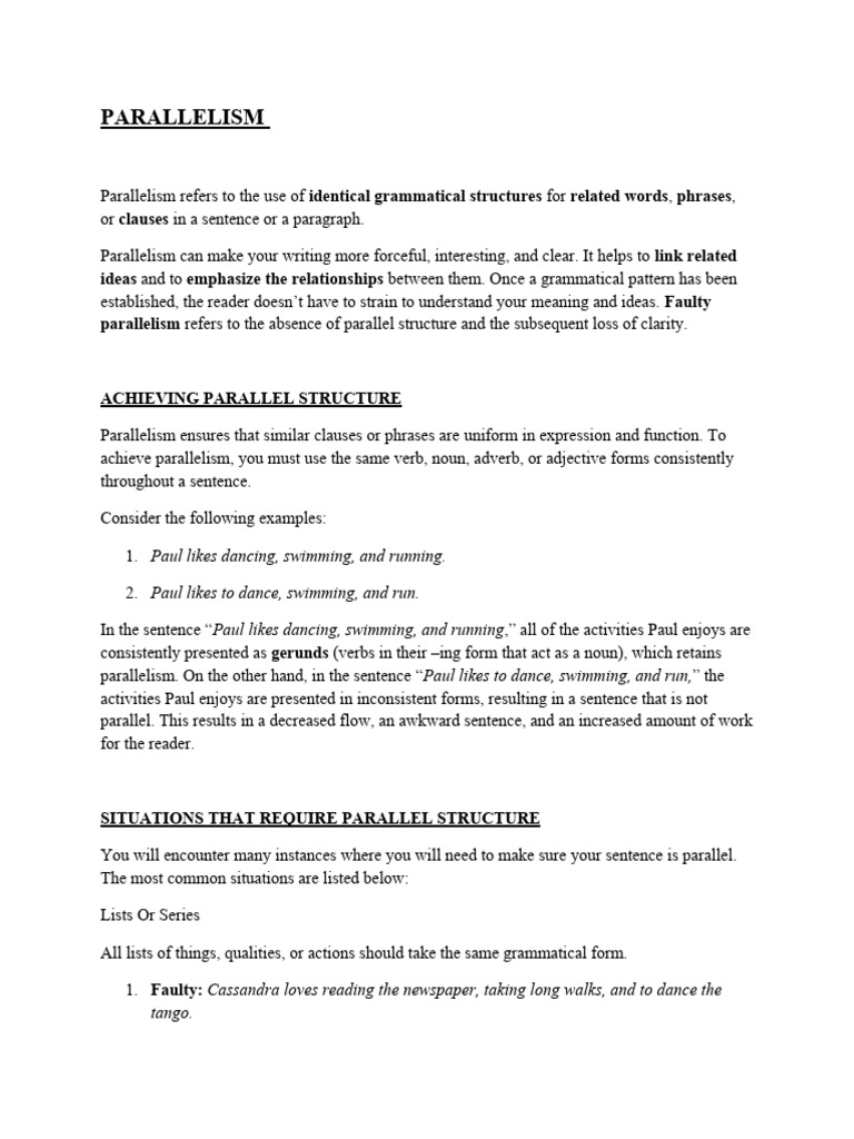 PARALLELISM | PDF | Noun | Phrase