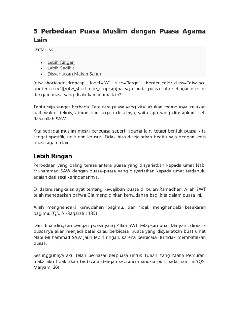 ARTIKEL PERBEDAAN PUASA | PDF
