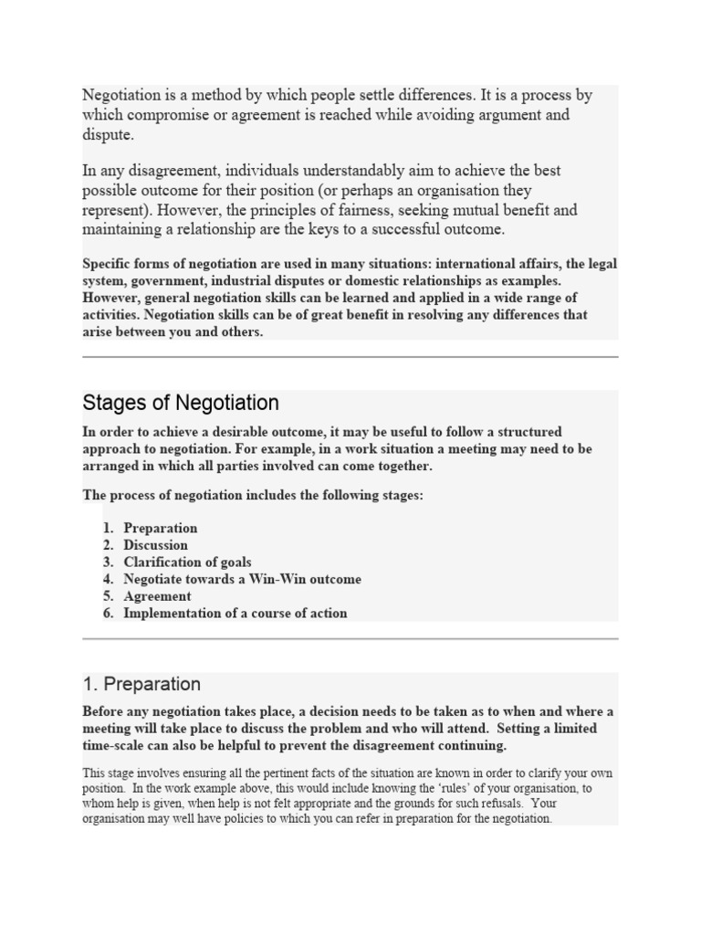 Negotiation Is A Method by Which People Settle Differences-1 | PDF ...