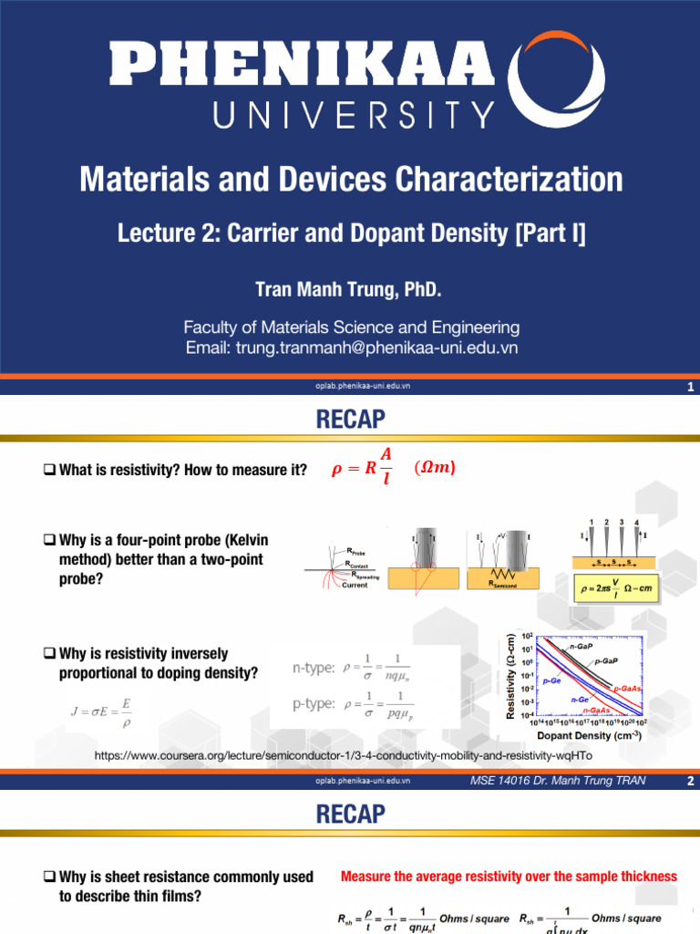 Carrier and Dopant Density Analysis | PDF | Mass Spectrometry | Doping ...