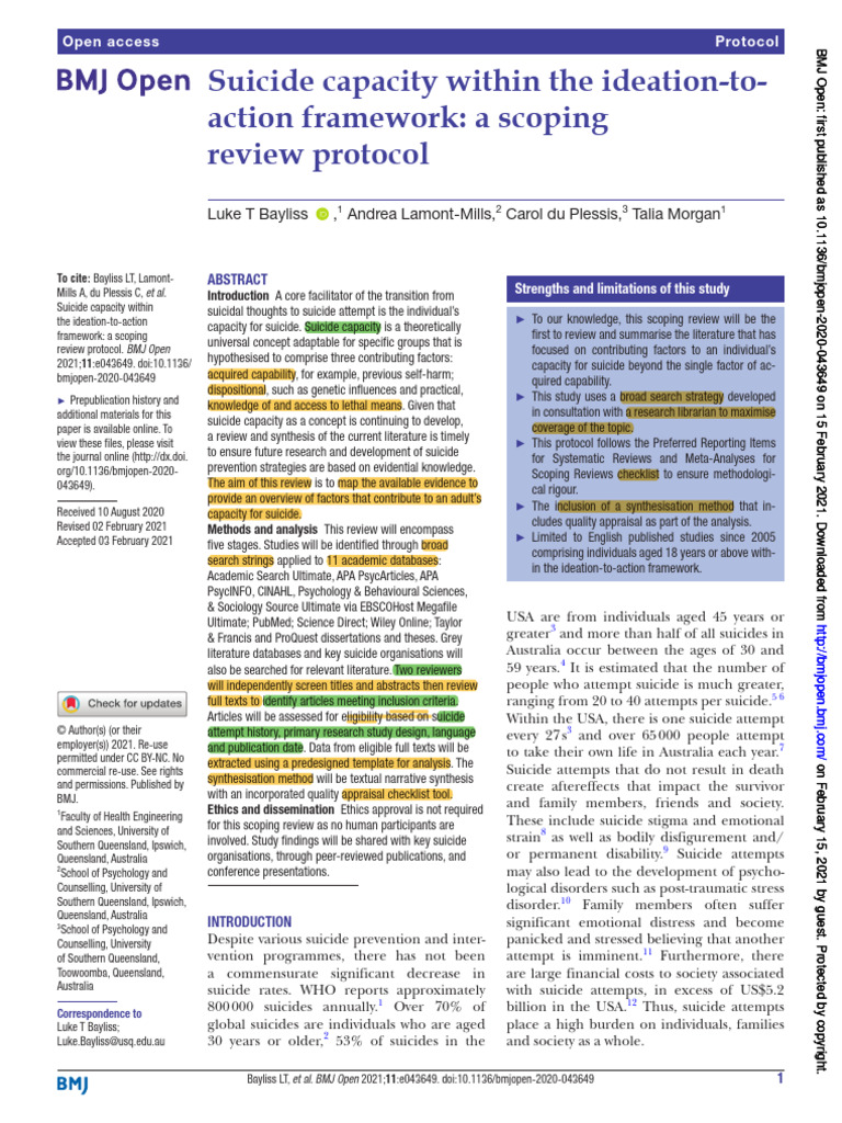 Scoping Review Protocol Sample 1 Pdf Systematic Review Suicide
