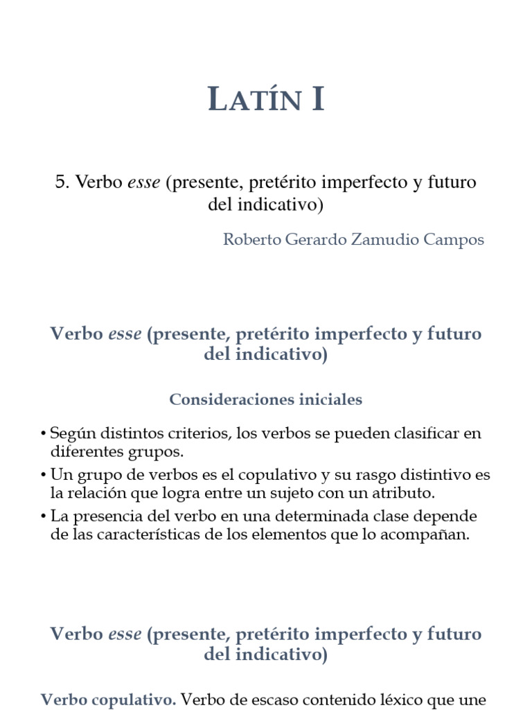 Verbo Esse (Presente, Pretérito Imperfecto y Futuro) | PDF | Verbo ...
