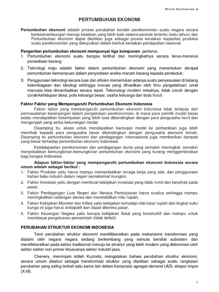 Pertumbuhan Ekonomi Dan Faktor Faktornya | PDF Pertumbuhan Ekonomi Dan Faktor Faktornya | PDF