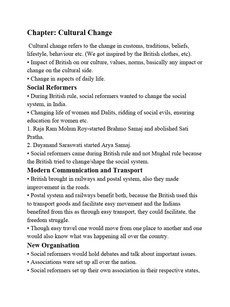 Structural Change Notes Class 11 Sociology | PDF | British Raj | Caste