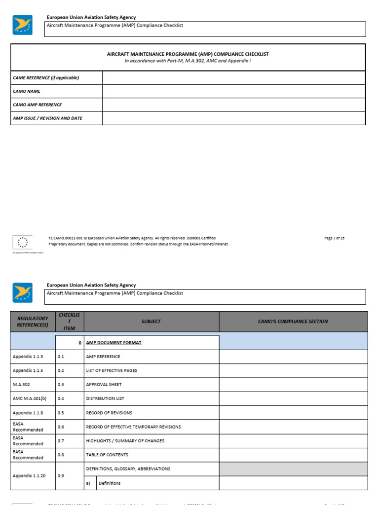 EASA Aircraft Maintenance Checklist | PDF | Aerospace | Aviation