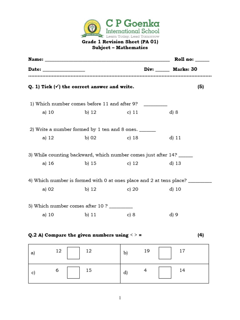 CP Goyenka Maths Question Paper | PDF | Mathematics