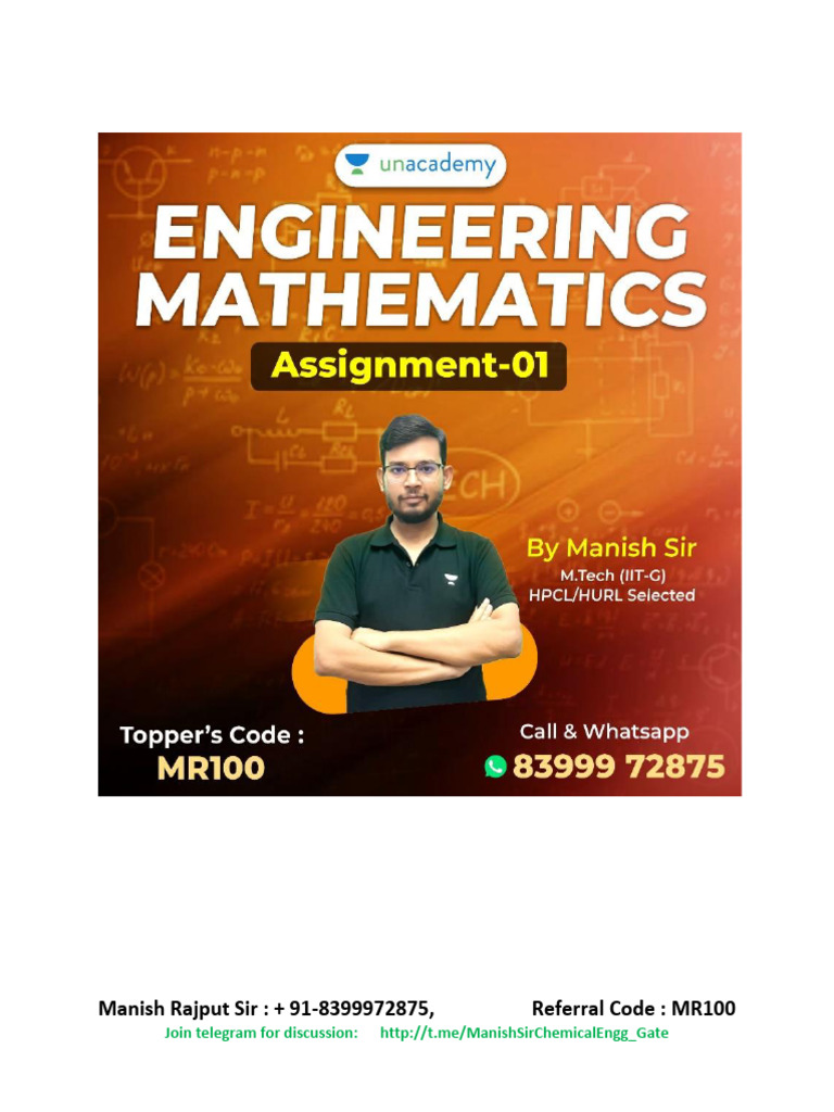 Assignment 1& 2 (Engineering Mathematics) MR100 | PDF | Matrix ...
