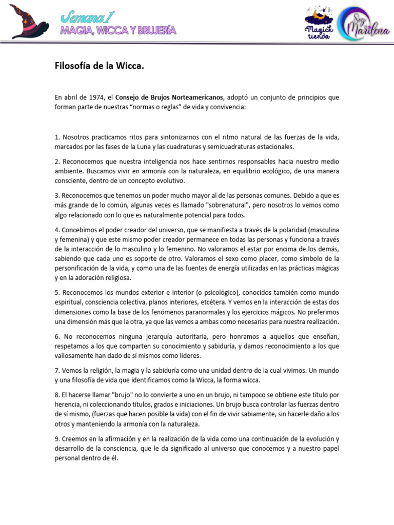 Filosofía De La Wicca Pdf Brujería Vida
