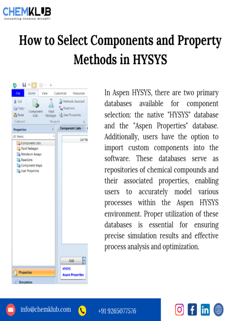 How To Select Components and Property Methods in HYSYS | PDF | Simulation | Databases