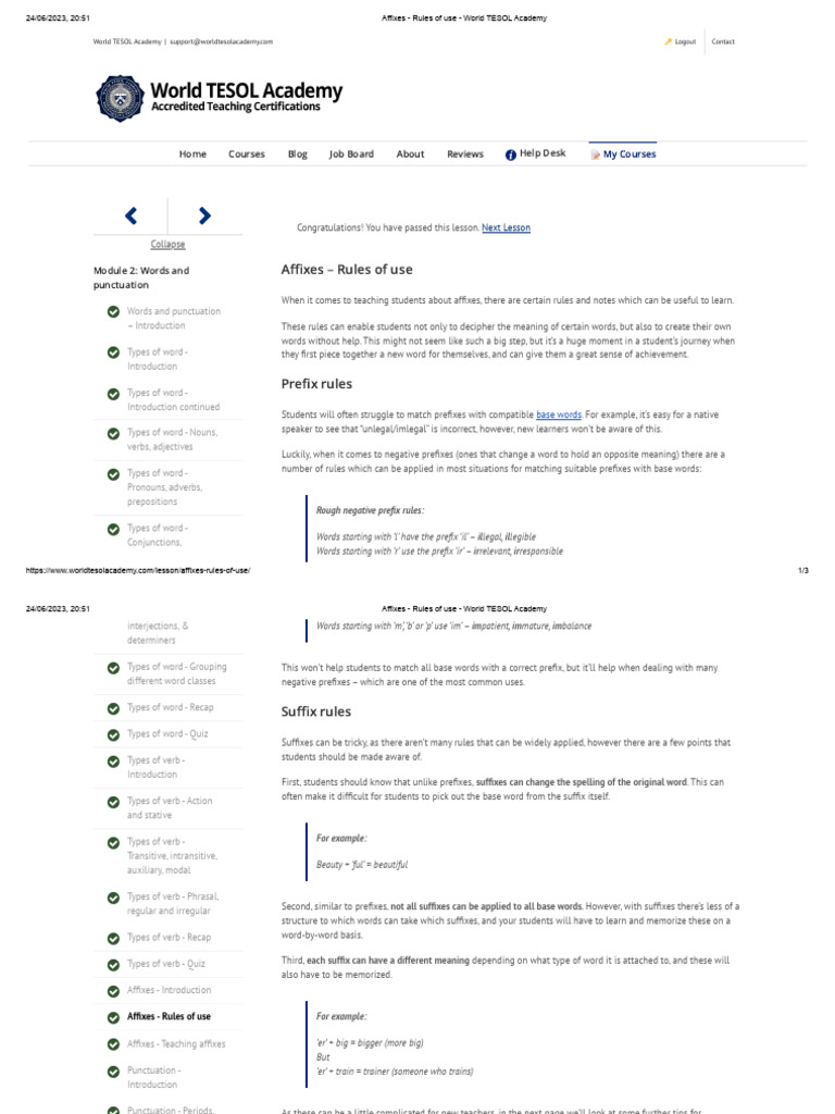 Affixes: Teaching Rules and Examples | PDF | Word | Verb