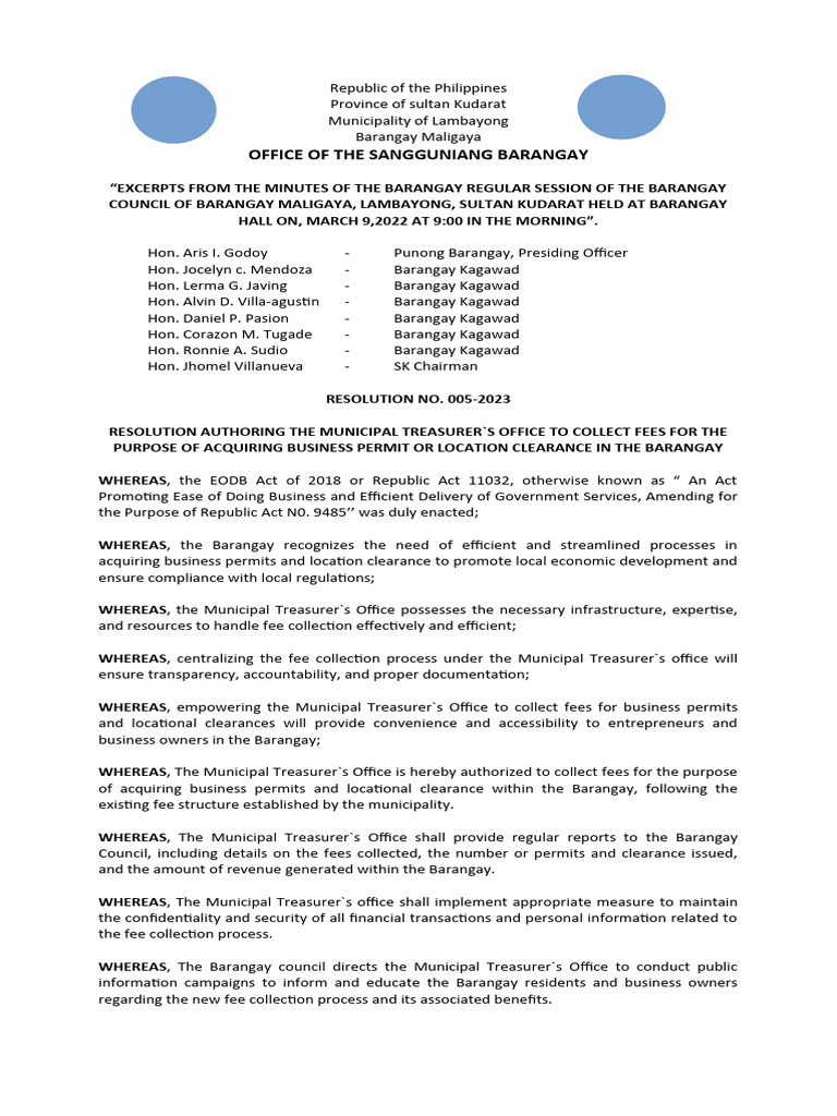 Resolution Municipal Treas | PDF | Government