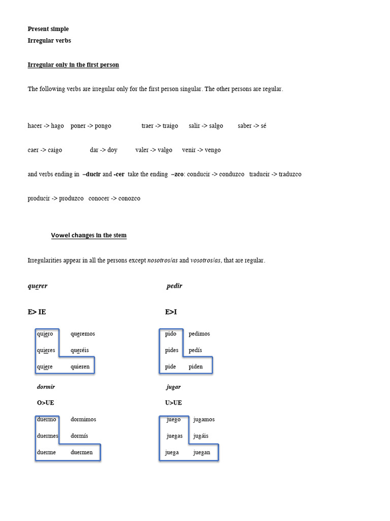 Present Simple Irregular Verbs | PDF | Language Arts & Discipline
