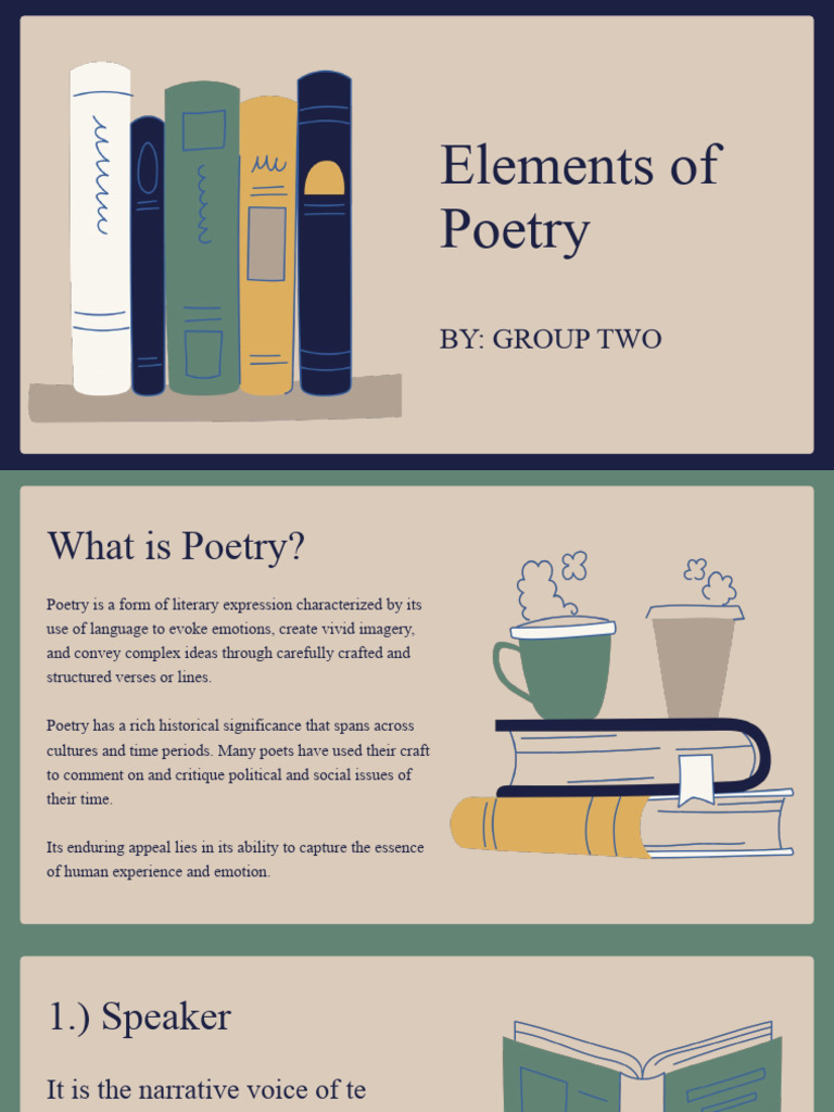 Elements of Poetry Education Presentation in Beige Blue and Green ...