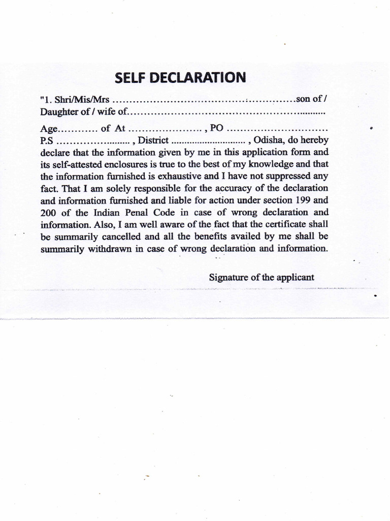 E Distric Self Decl F | PDF