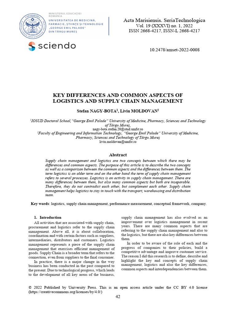 10.2478 - Amset 2022 0008 | PDF | Logistics | Supply Chain Management
