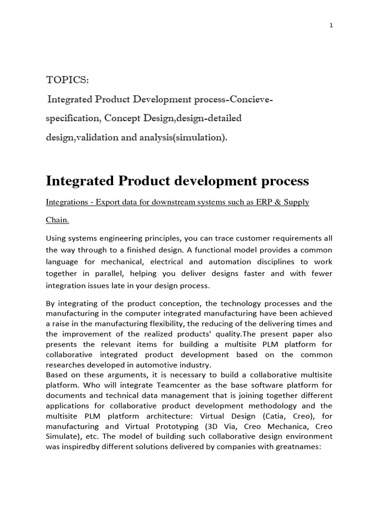 Integrated Product Development Overview | PDF | Simulation | Product ...