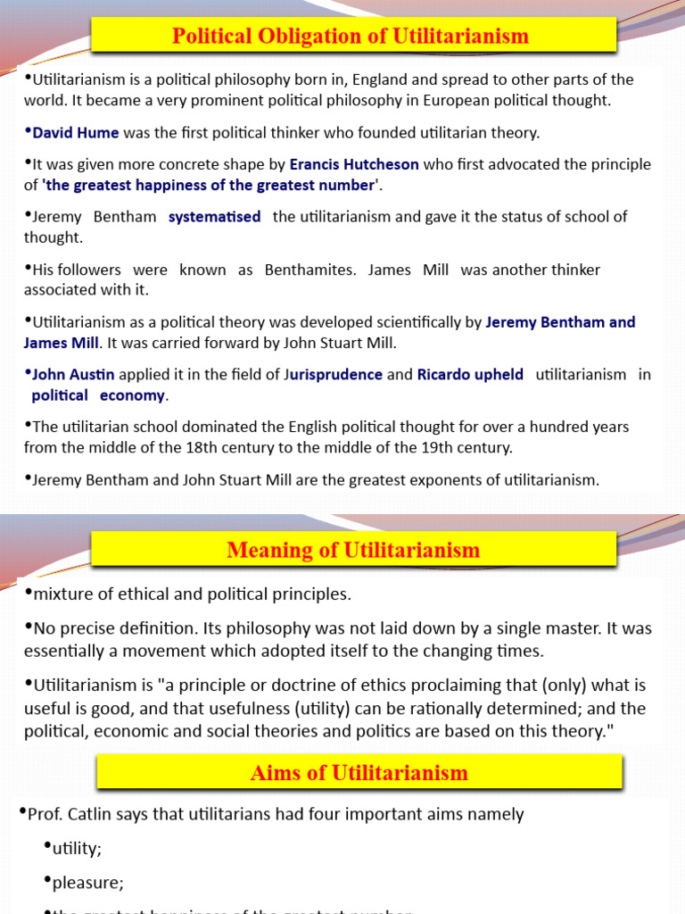 Political Obligation of Utilitarianism | PDF | Utilitarianism | Hedonism
