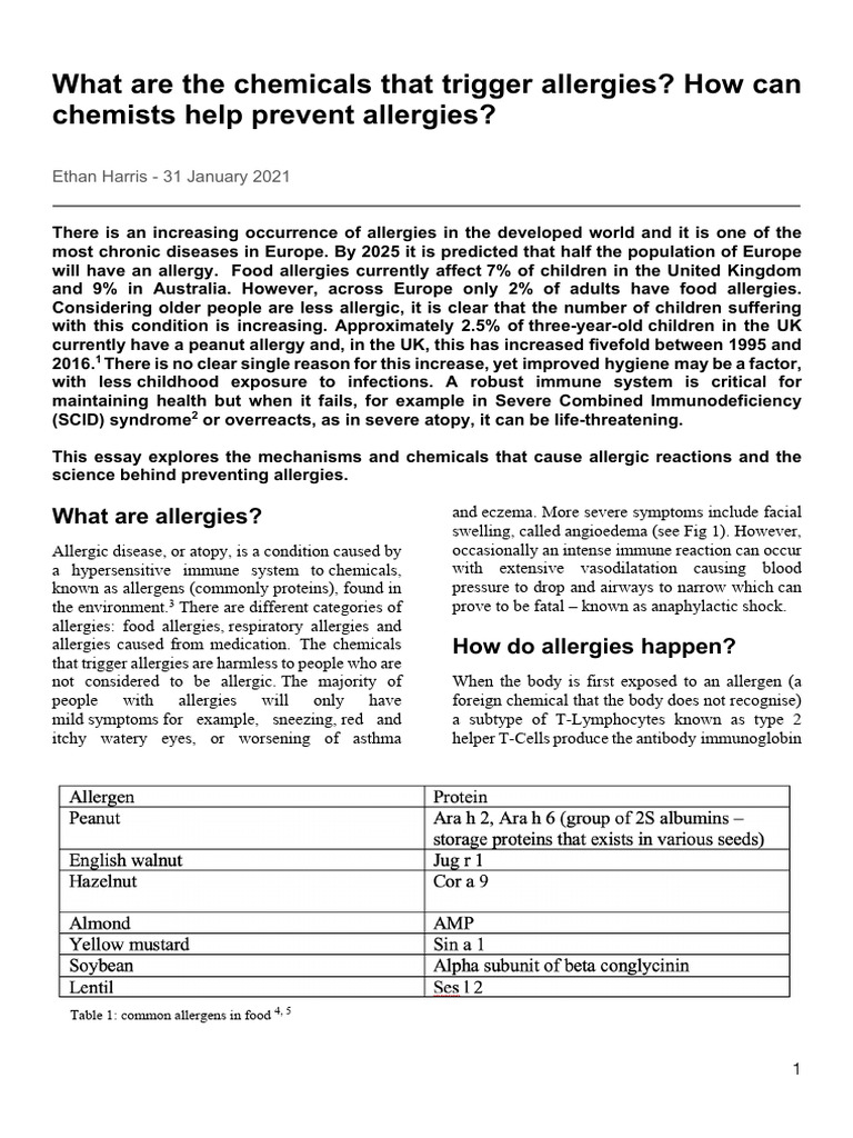 List of Chemicals That Triggers Allergies | PDF | Allergy | Allergen