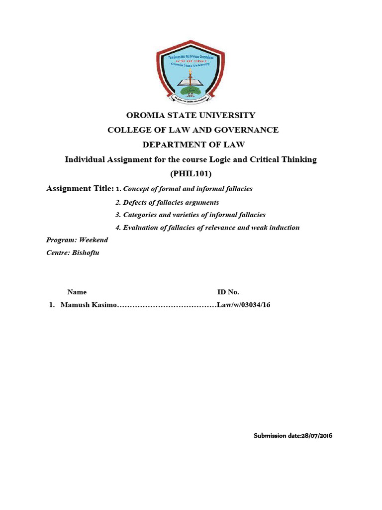 Logic Assignment | Download Free PDF | Fallacy | Argument