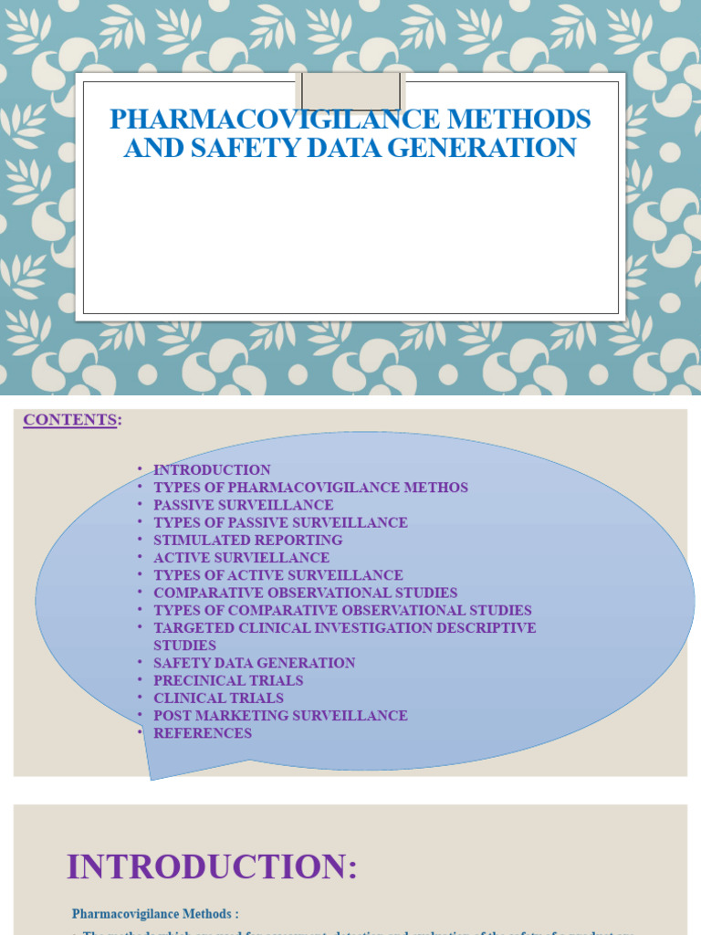 PV METHODS and SAFETY DATA GENERATION | PDF | Pharmacovigilance ...