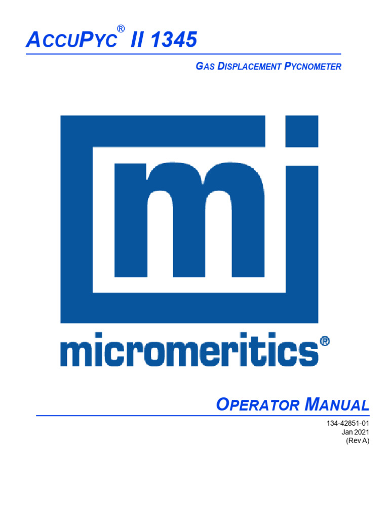 AccuPyc II 1345 Operator Manual 2021 | PDF | Safety