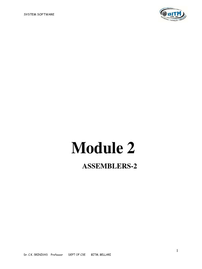 Module 2 Assemblers | PDF | Assembly Language | Computer Program