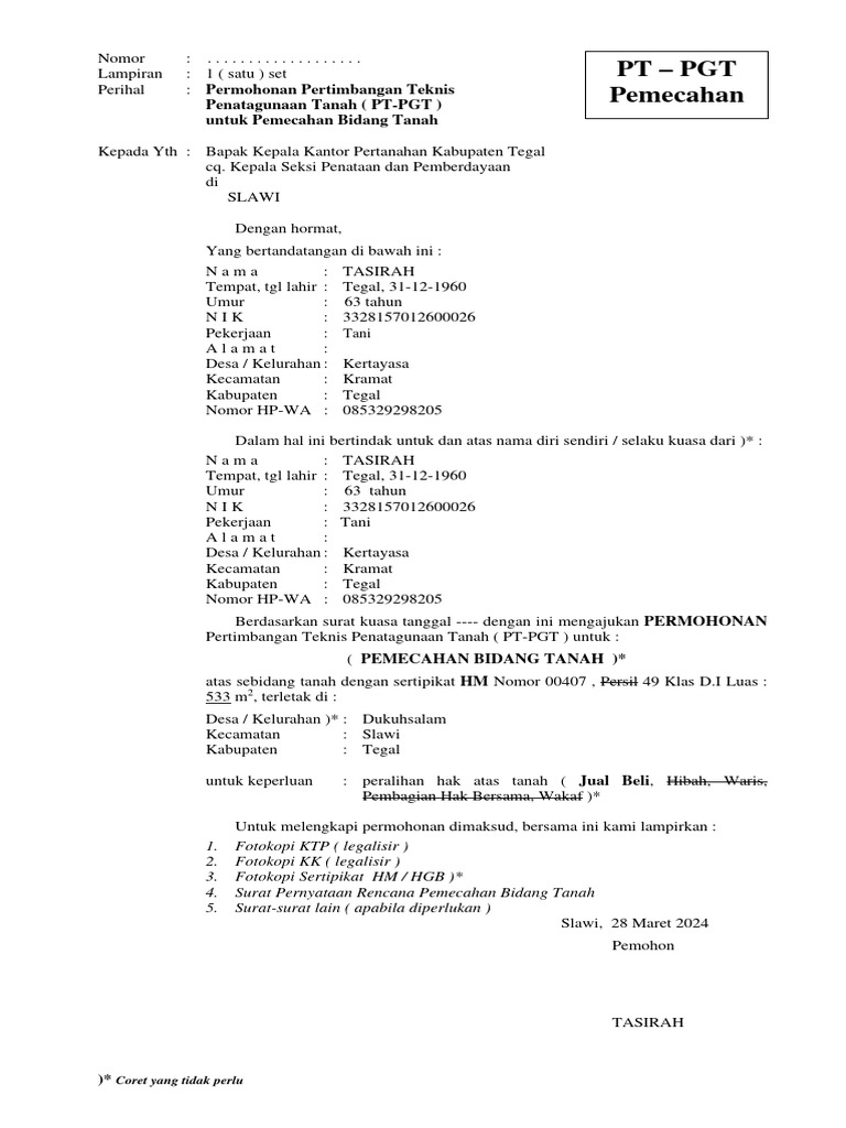 Blangko Tapak Kavling 2024 | PDF