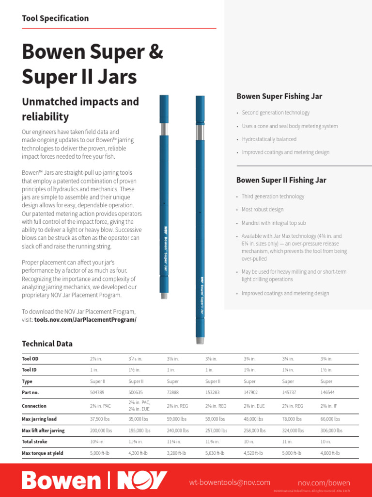 Bowen Super and Super II Jars Technical Summary | PDF | Engineering